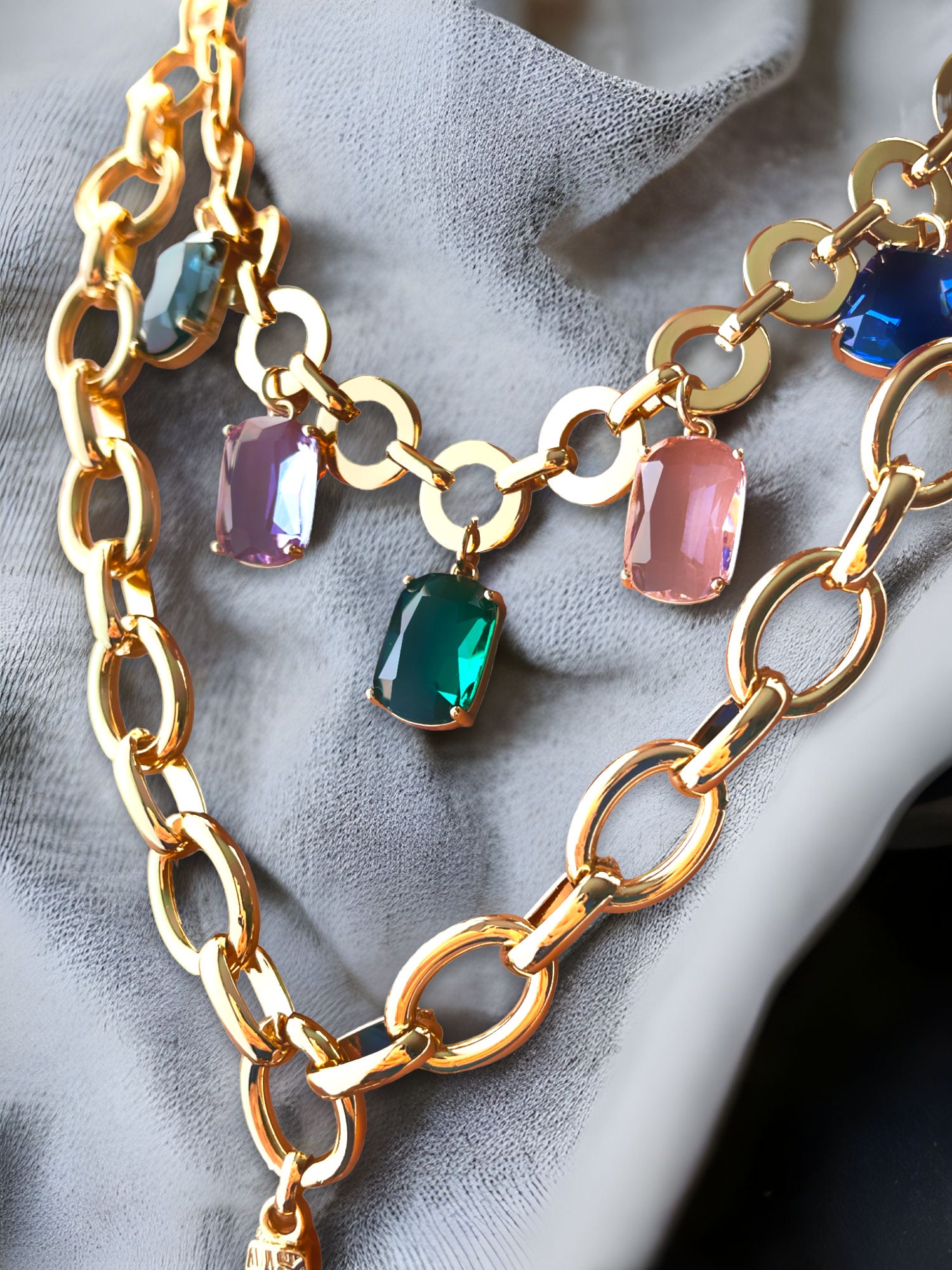 Layered Chunky Chain Necklace, 18K Gold Filled Chain Necklace, Layering ...