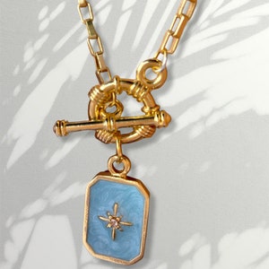 Bohemian Light Blue Evil Eye Layered Gold Plated Chain Charm Necklace ...