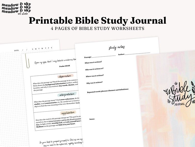 Printable Bible Study Journal Worksheets Bible Study Notes - Etsy