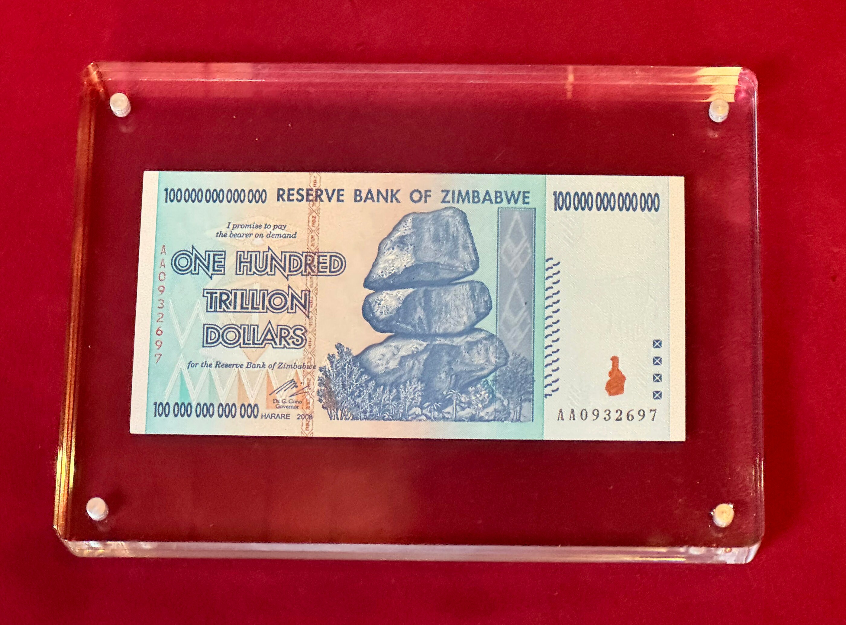 100 Trillion Dollars Bank Note - Zimbabwe - in Lucite Frame - Etsy