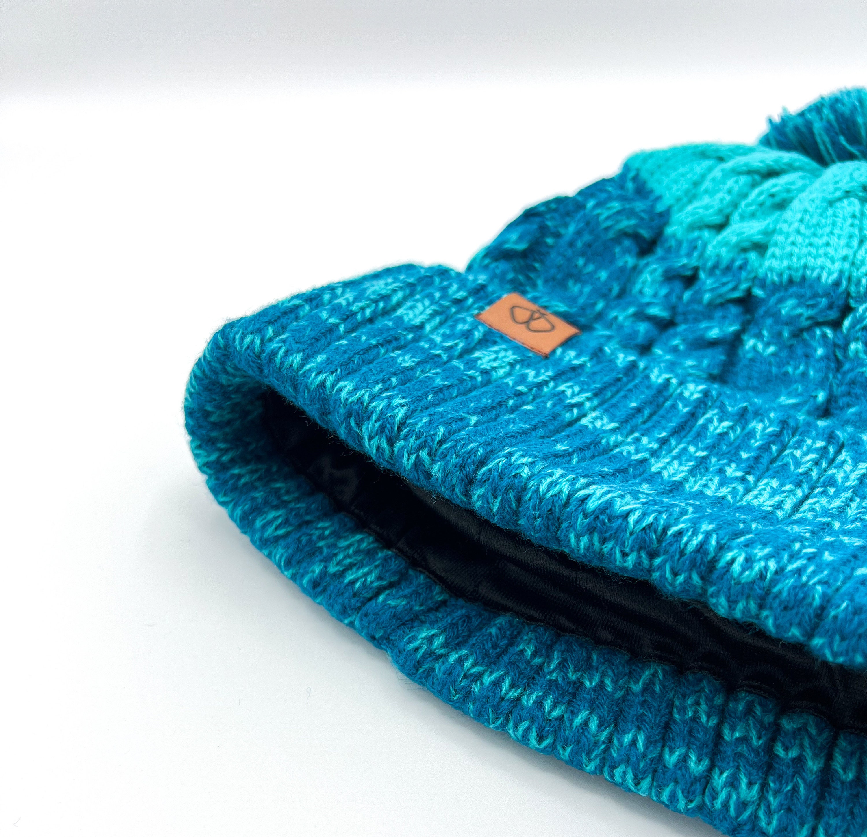 Satin Lined Children's Blue and Blue Bobble Hat - Etsy