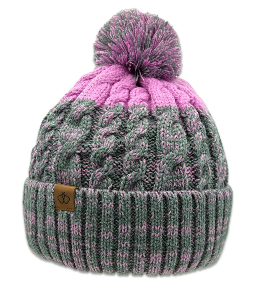 Satin Lined Children's Pink and Grey Bobble Hat - Etsy