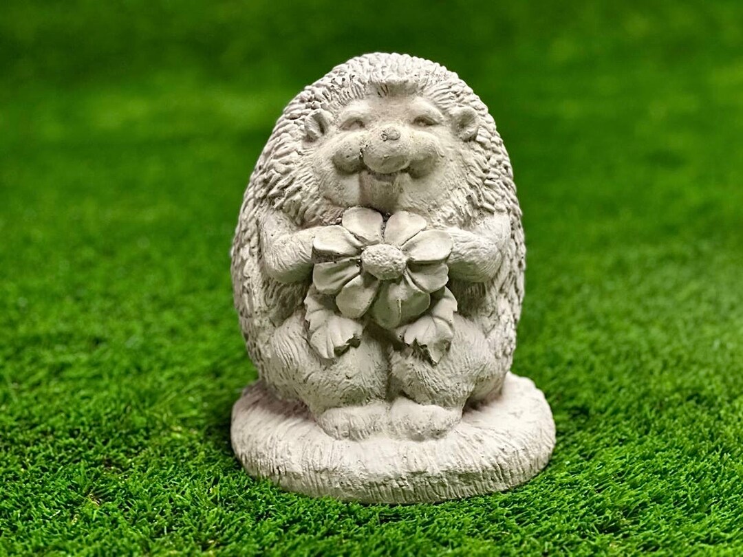 Concrete Hedgehog With Flowers Statue Outdoor Wild Forest Animal Figure ...