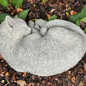 Sleeping Laying Cat Statue Concrete Cat Memorial Figurine Gift - Etsy