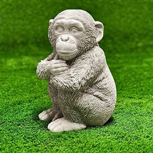 Sitting Monkey Statue Concrete Chimpanzee Monkey Figurine Wild Tropical ...