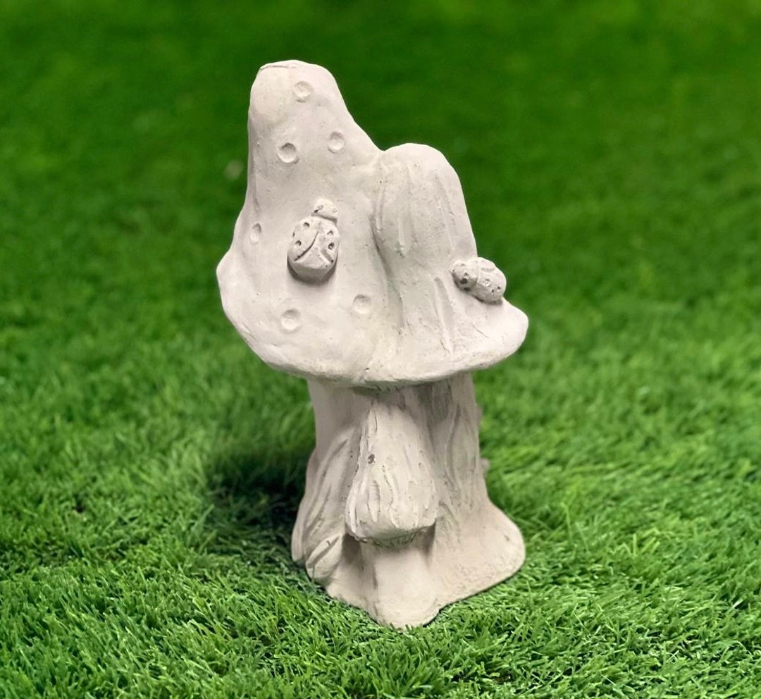 Detailed Toadstool Trio Ladybugs Statue Concrete Forest Mushrooms ...