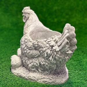 Concrete Chicken With Chicks Flower Pot Statue Garden Chicken Planter ...