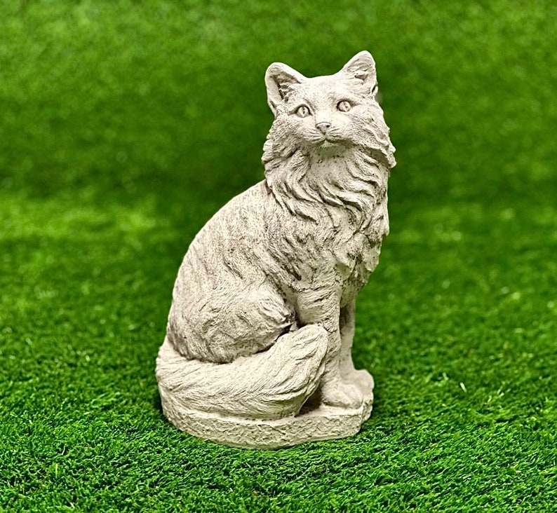 Realistic Sitting Cat Statue Concrete Garden Kitty Figurine - Etsy