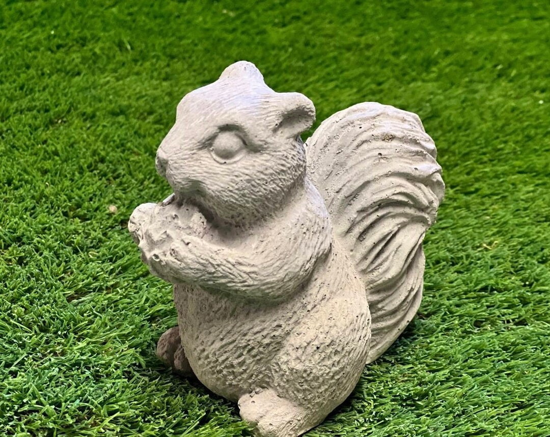 Concrete Squirrel With Nut Statue Detailed Squirrel Miniature - Etsy