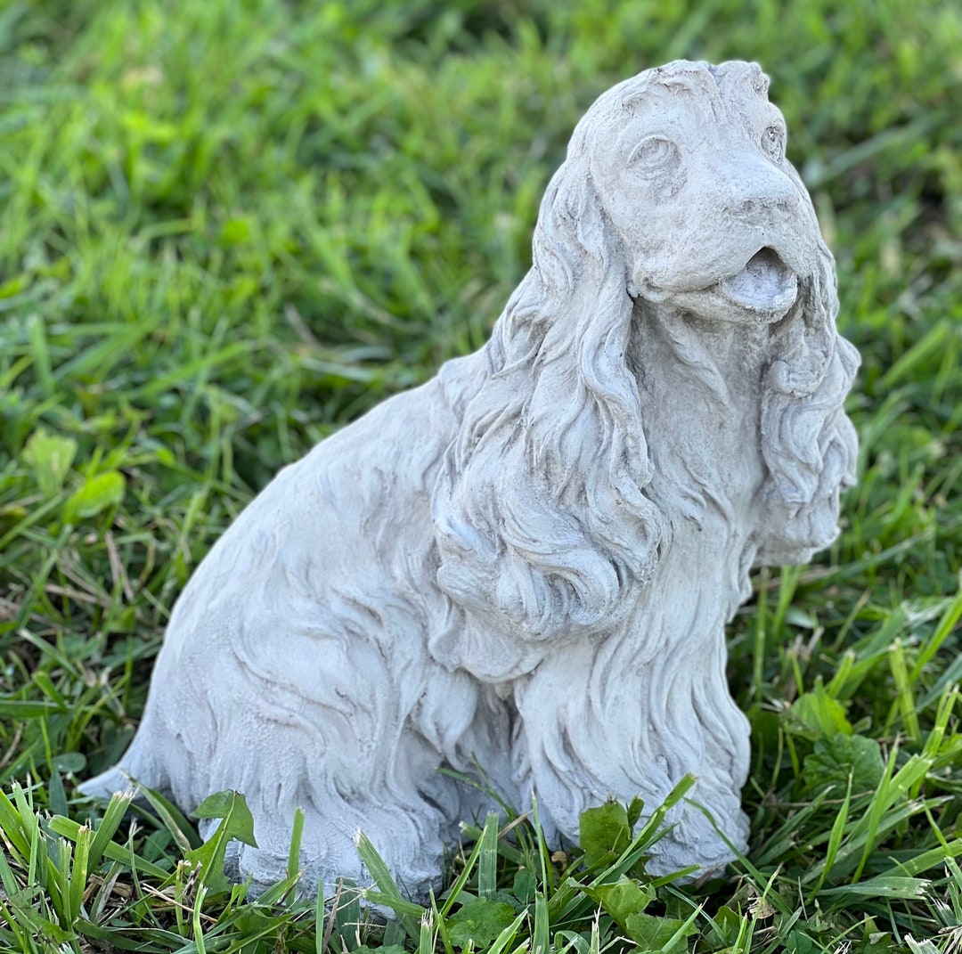 Sitting Cocker Spaniel Statue Lifelike Cocker Spaniel Figurine Dog ...