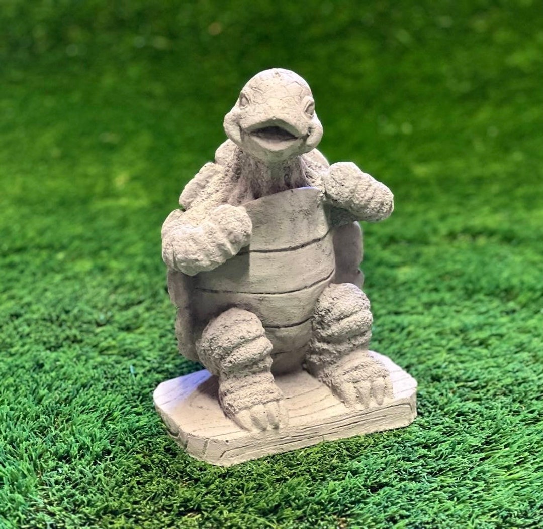 Concrete Standing Turtle Statue Outdoor Wild Turtle Figurine Handmade ...