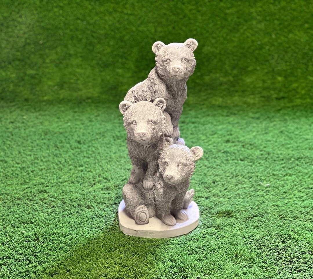 Three Bears on Stump Statue Concrete Brother Bears Figure - Etsy