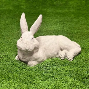 Laying Rabbit Split Ears Statue Concrete Rabbit Figurine Lying - Etsy