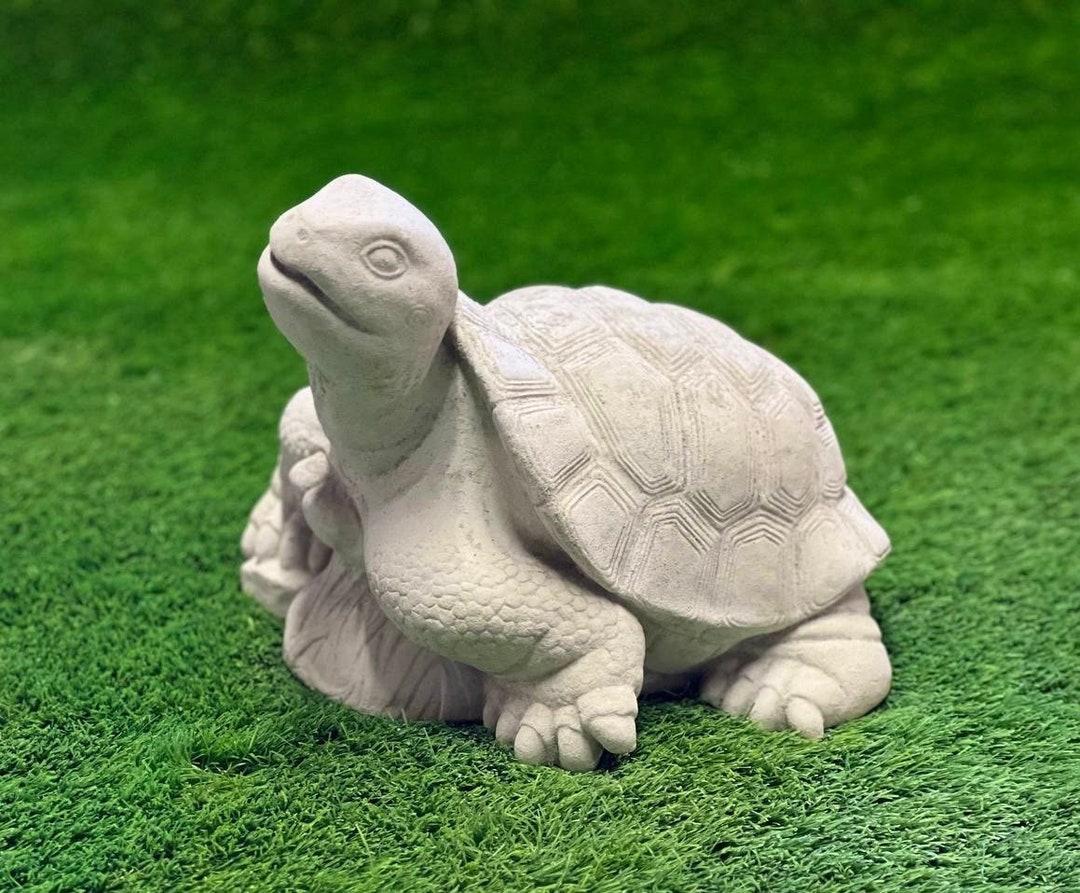 Concrete Ocean Turtle Statue Detailed Resting Turtle Figurine Garden ...