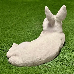 Laying Rabbit Split Ears Statue Concrete Rabbit Figurine Laying Massive ...