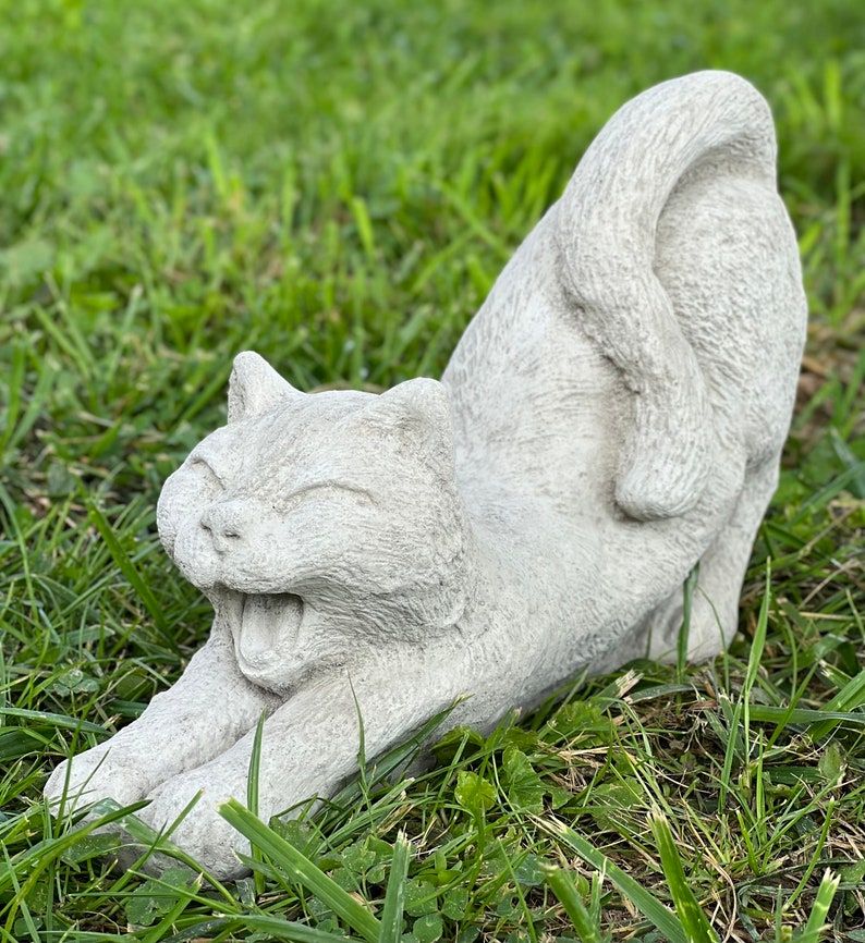 Stretching Cat Statue Concrete Cat Memorial Figurine Gift Fot - Etsy