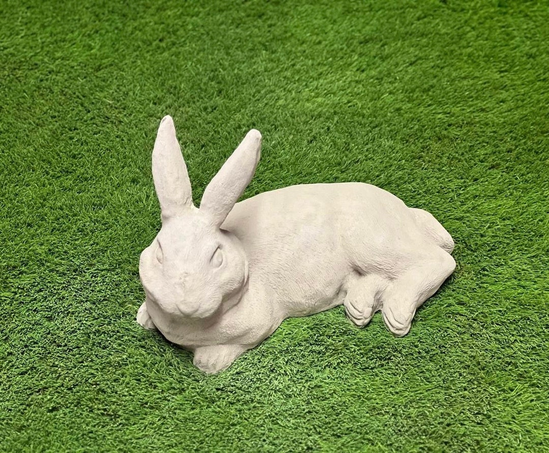 Laying Rabbit Split Ears Statue Concrete Rabbit Figurine Lying - Etsy
