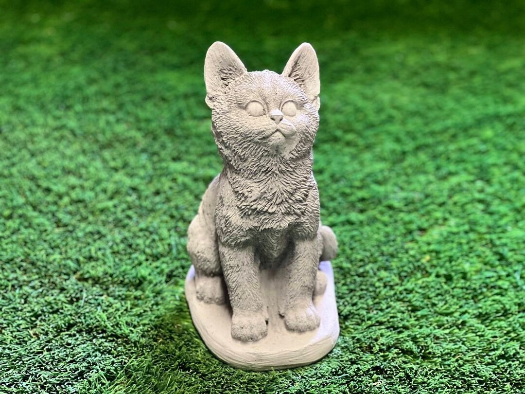 Sitting Cat Statue Concrete Resting Cat Figurine Handmade - Etsy