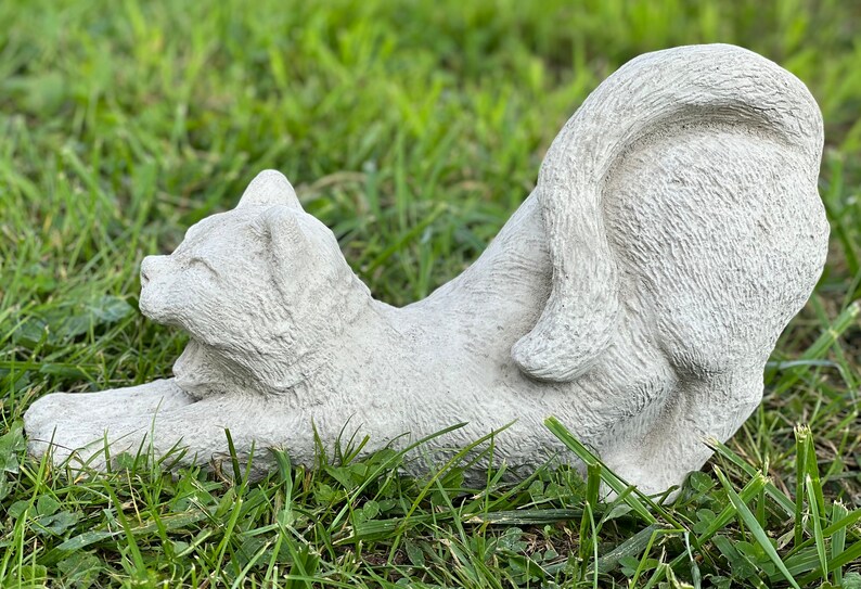 Stretching Cat Statue Concrete Cat Memorial Figurine Gift Fot - Etsy