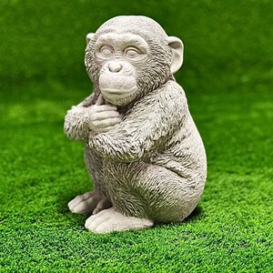 Sitting Monkey Statue Concrete Chimpanzee Monkey Figurine Wild Tropical ...