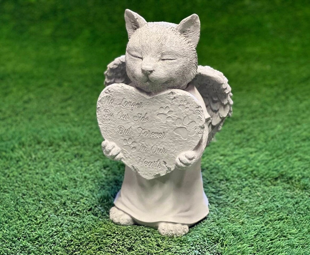 Concrete Praying Cat With Wings Statue Detailed Religious Cat - Etsy