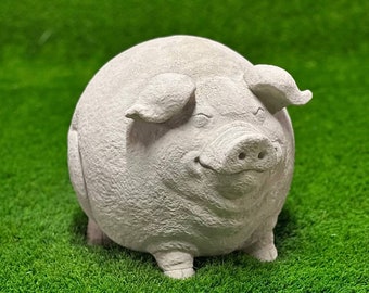 Cute Sitting Pig Concrete Statue - Etsy