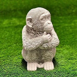Sitting Monkey Statue Concrete Chimpanzee Monkey Figurine Wild Tropical ...