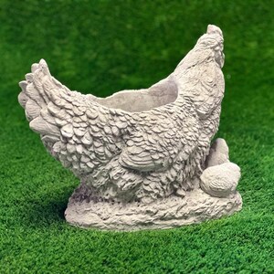 Concrete Chicken With Chicks Flower Pot Statue Garden Chicken Planter ...