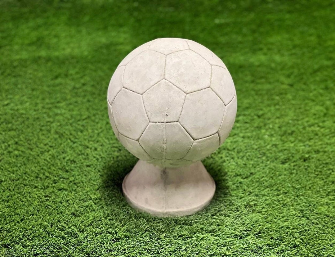 Concrete Soccer Ball Statue Detailed Soccer Ball on Basement Figurine ...