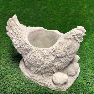 Concrete Chicken With Chicks Flower Pot Statue Garden Chicken Planter ...