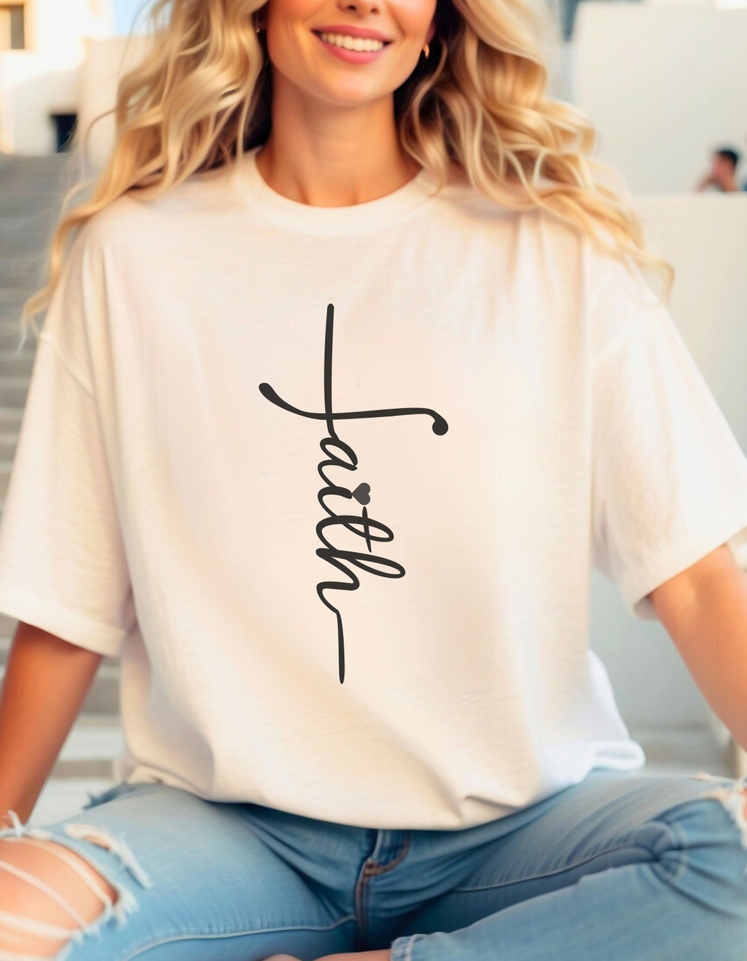 Faith Cross T-shirt: Custom Christian Bella Canvas Tee - Etsy