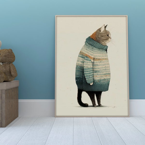 Modern Cat Art - Etsy