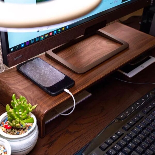 Wood Monitor Stand - Etsy