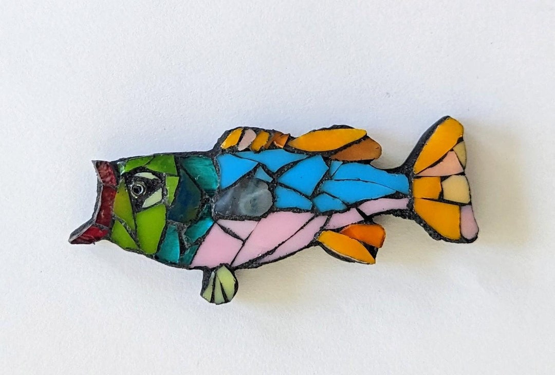 Fish Magnet, Wide Mouth Bass Mosaic, Bass Magnet, Refrigerator Magnet ...