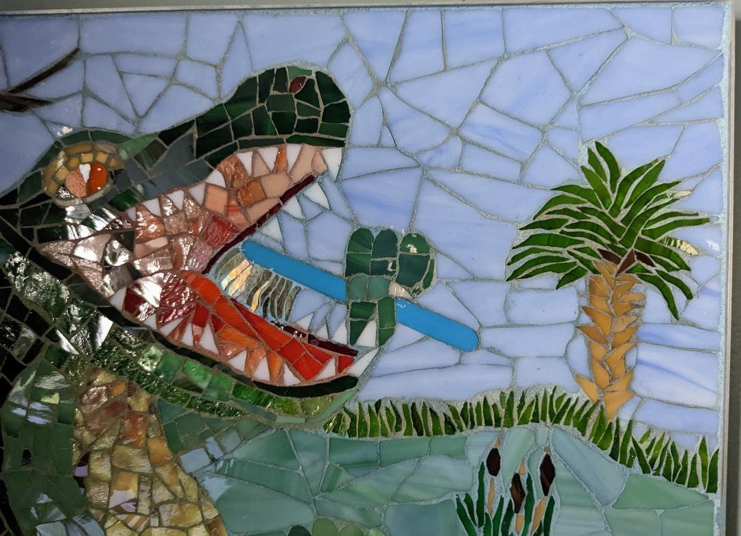 Alligator Wall Art, Luxury Wall Art, Stained Glass Mosaic, Glass Mosaic ...