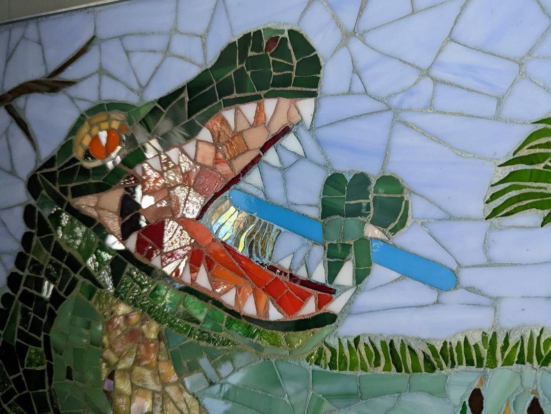 Alligator Wall Art, Luxury Wall Art, Stained Glass Mosaic, Glass Mosaic ...
