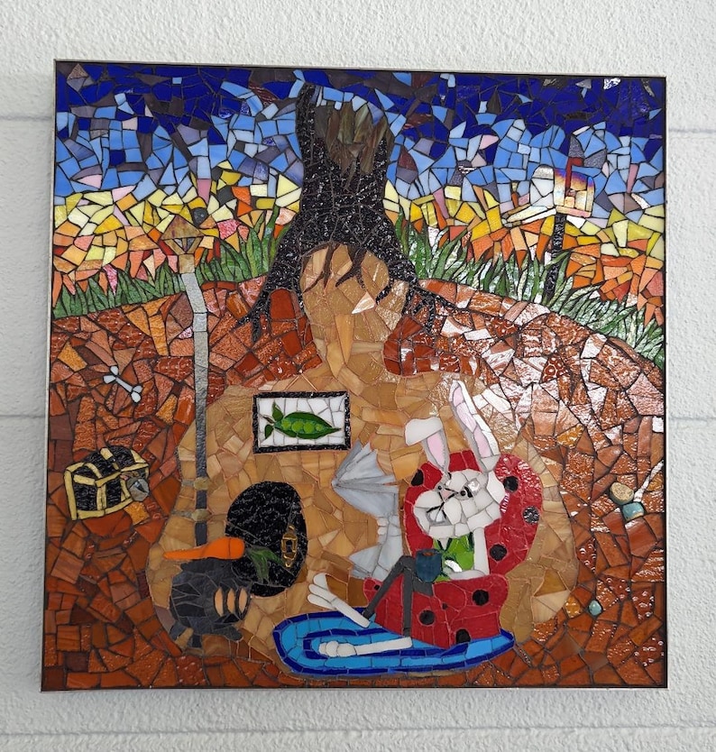 Glass Mosaic, Wall Art, Luxury Gift, Rabbit Hole, Down the Rabbit Hole ...