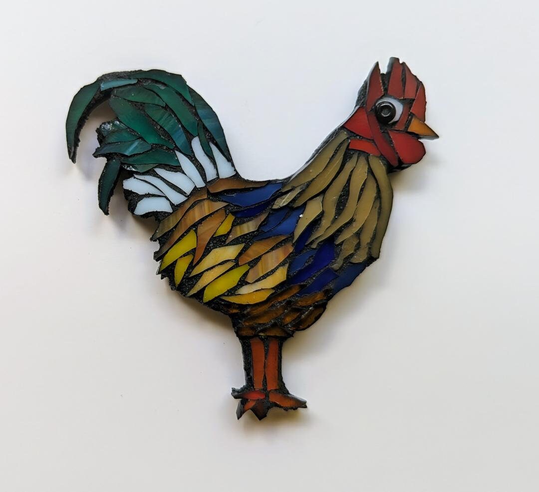 Rooster Magnet, Stained Glass Mosaic, Kitchen Magnet, Hand Made Mosaic ...