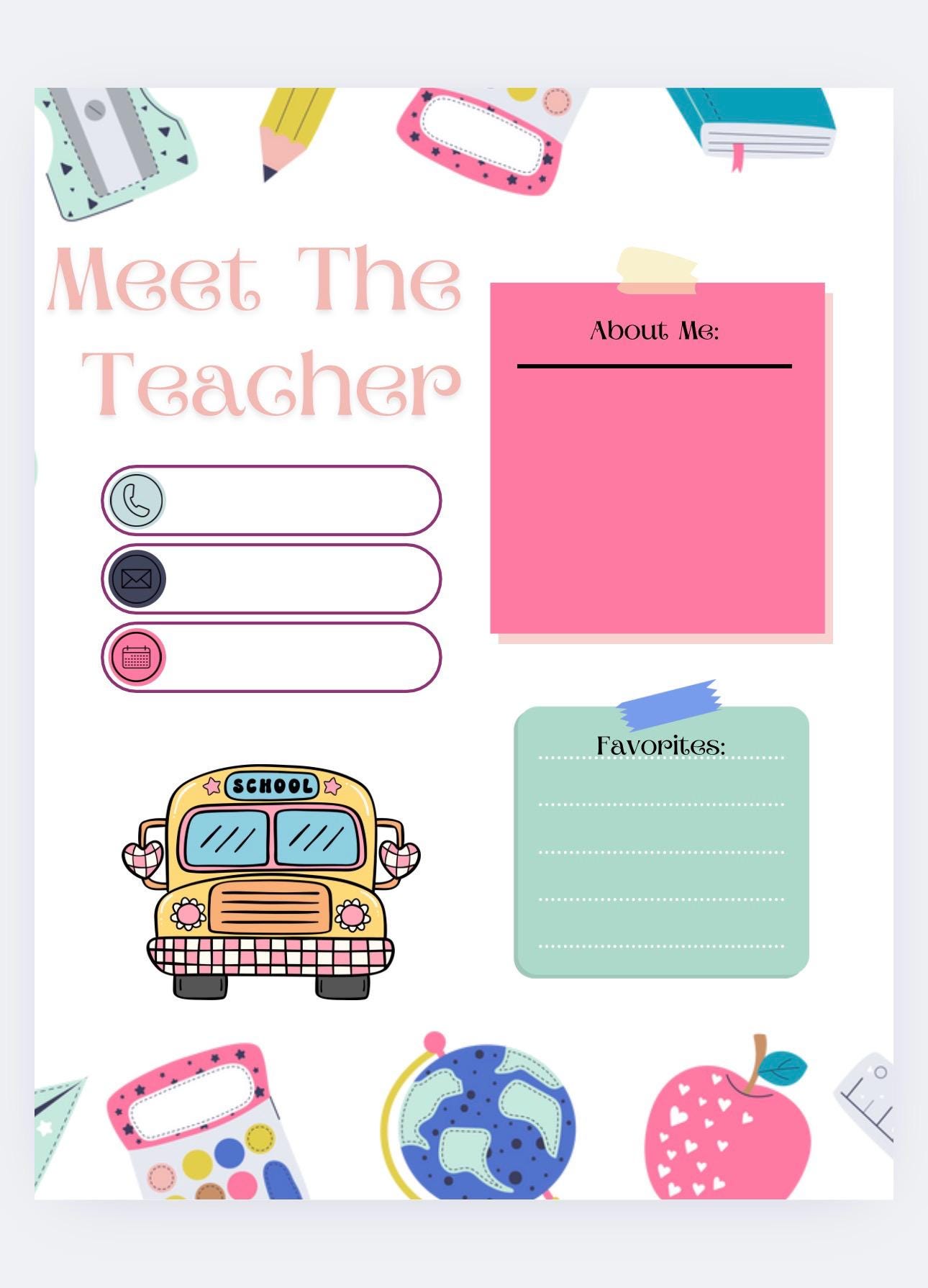 Meet the Teacher Printable Template - Etsy Australia