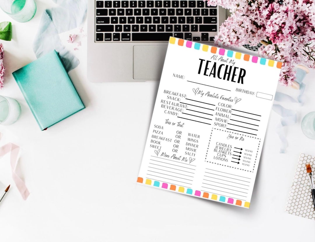 All About My Teacher Printable Template - Etsy