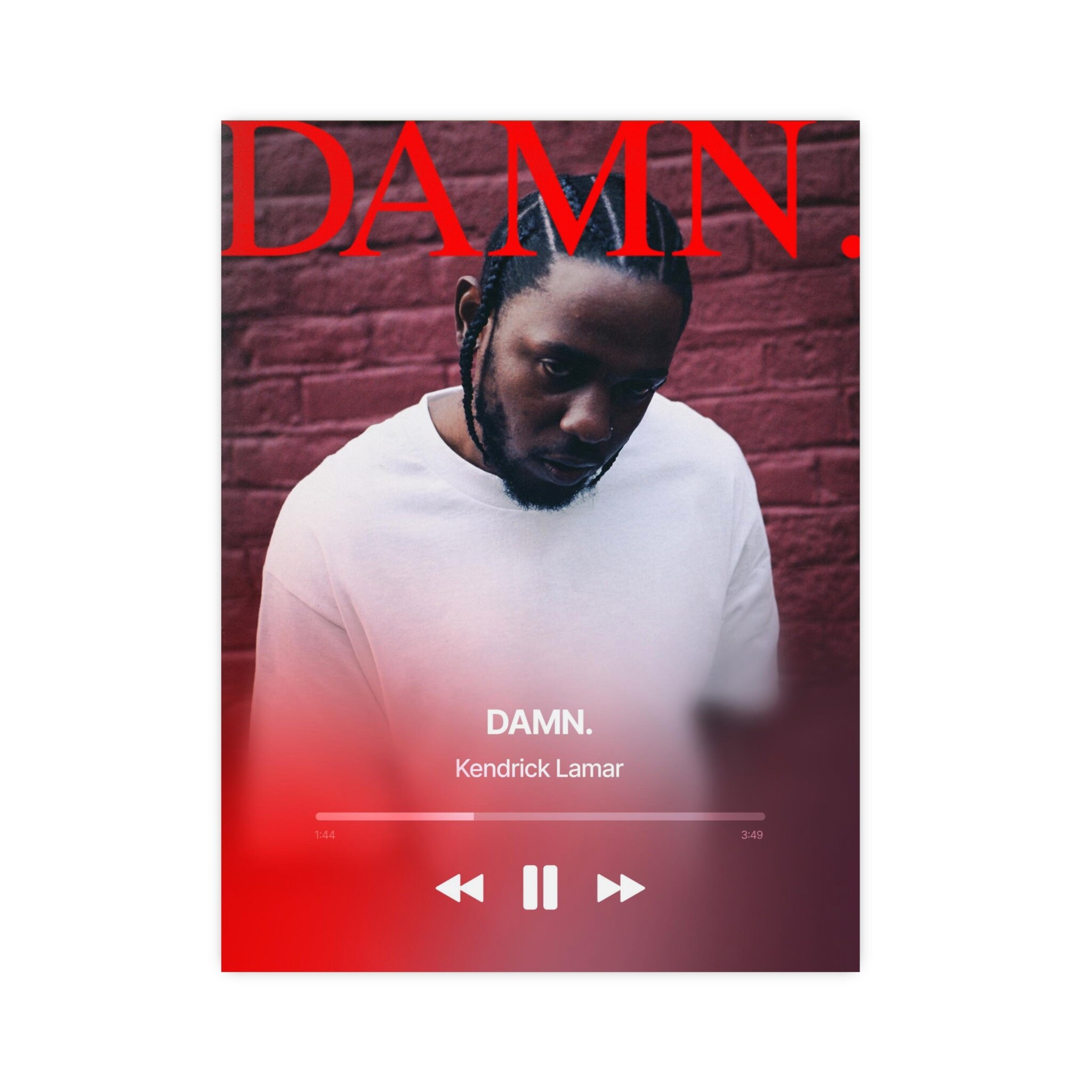 DAMN. Kendrick Lamar Music Player Poster | Album Print | Music Poster ...
