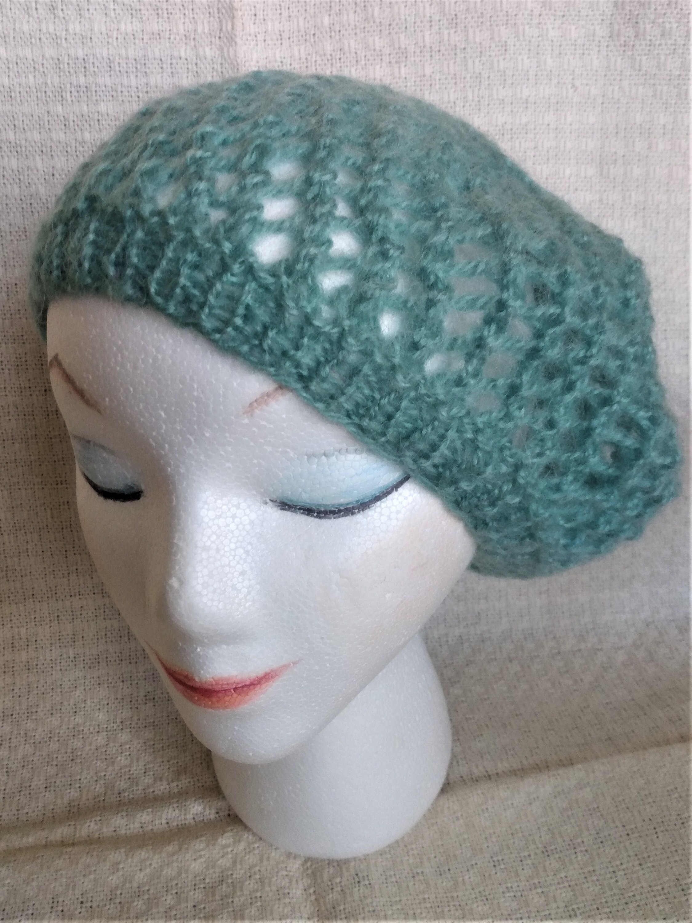 Lacy Mohair Beret Elegant Lace Knit Hat Light and Airy Beret - Etsy