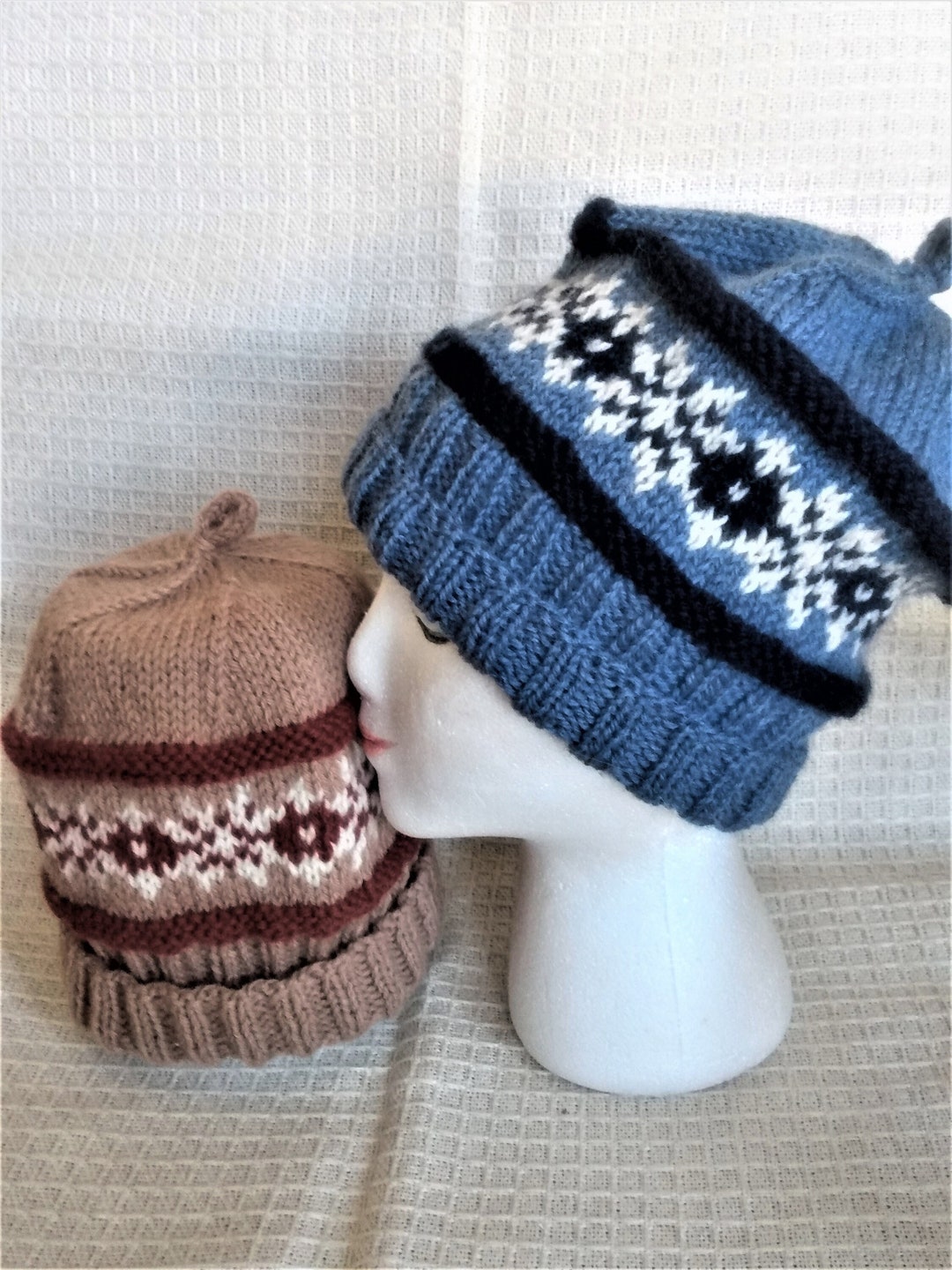 Cuffed Handknit Hat for Women, Unique Winter Beanie Hat, - Etsy