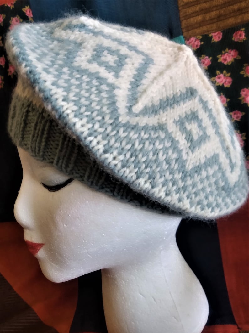 2 Color Fair Isle Tam, Nordic Star Beret - Etsy