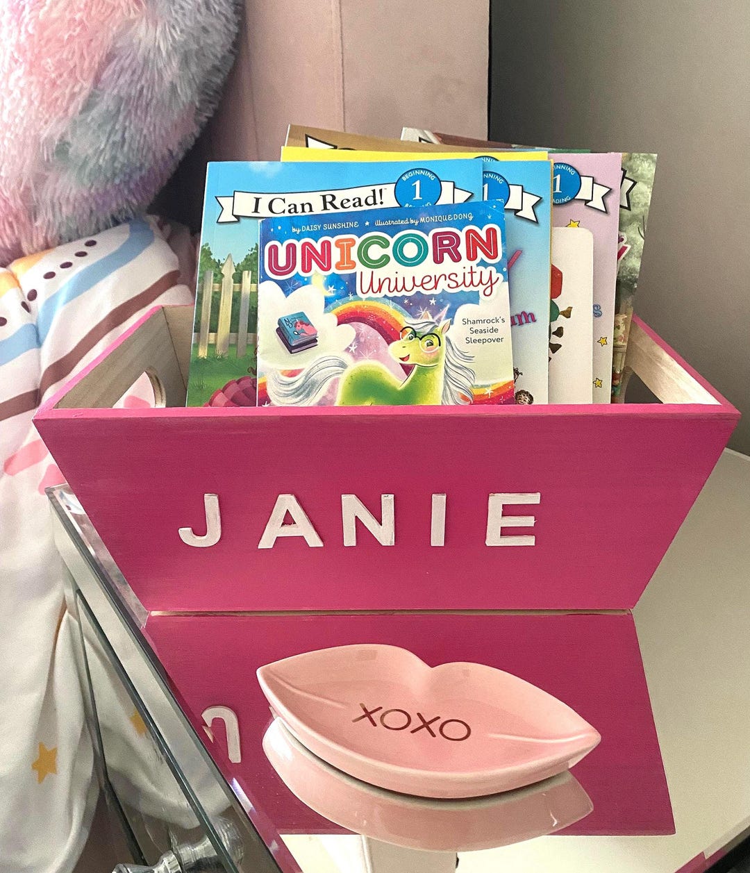 Personalized Wooden Book Box – Custom Name Kids Book Storage ...