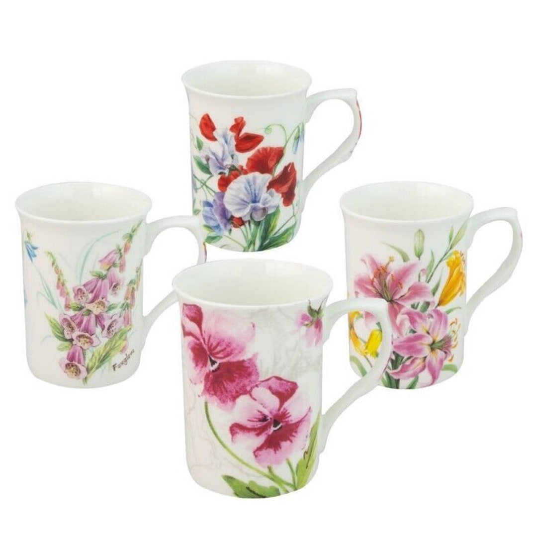Sweet Floral Grace Teaware Bone China Coffee Tea Mugs 9-ounce - Etsy