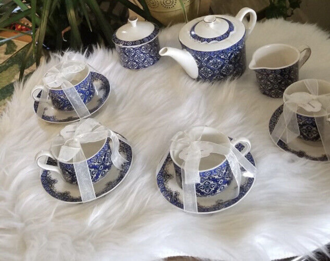 Blue Diamond Coffee /tea Set by Grace Tea Ware - Etsy