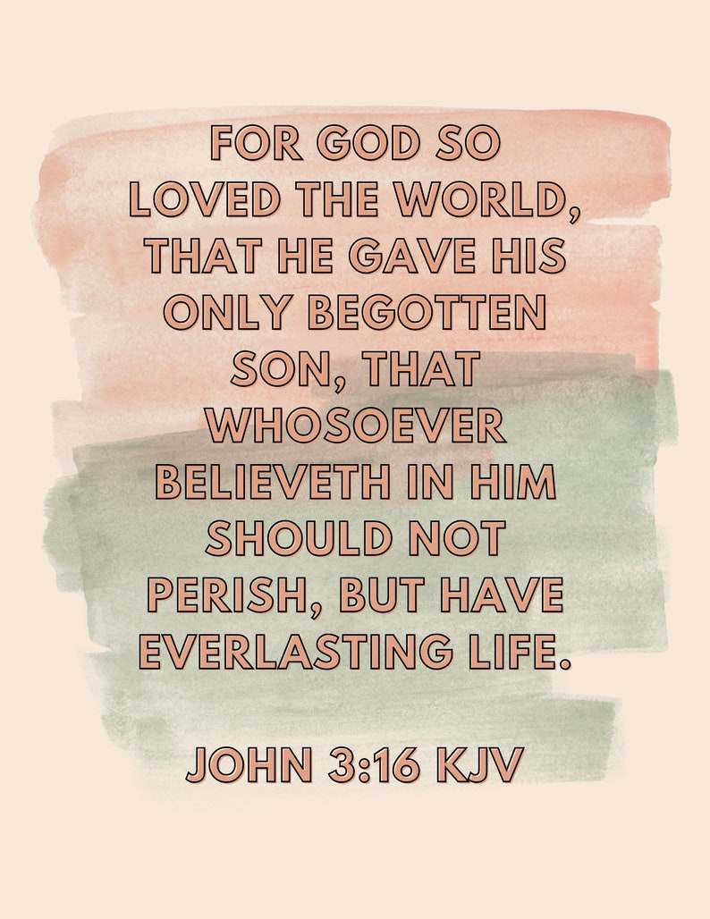 Boho Memory Verse Printable John 3:16 - Etsy