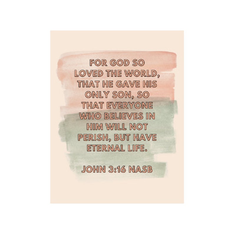 Boho Memory Verse Printable John 3:16 - Etsy