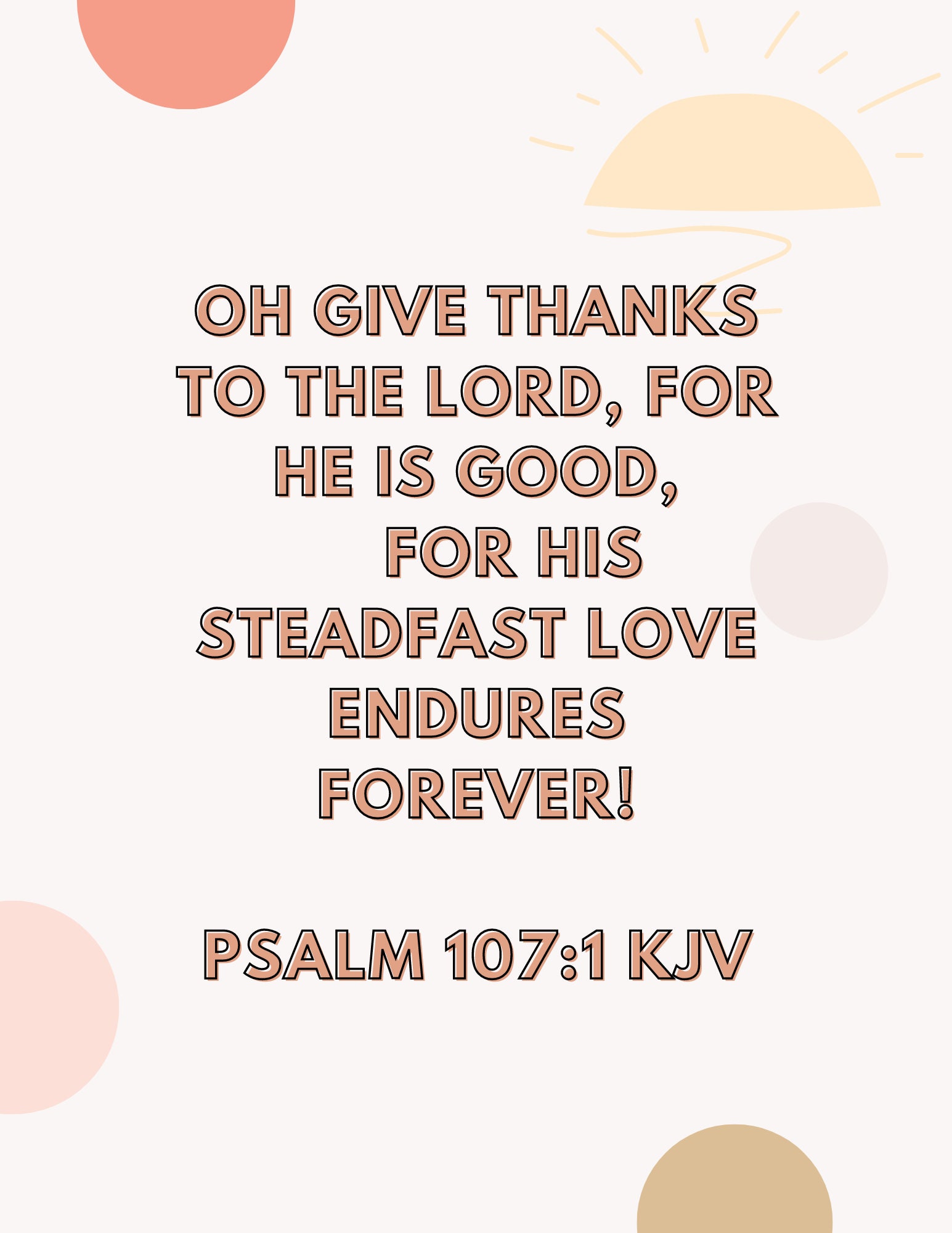 Boho Memory Verse Printable Psalm 107:1 - Etsy